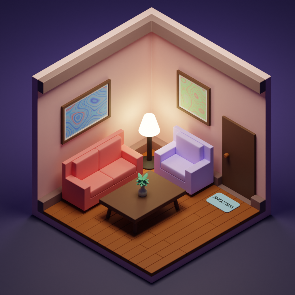 Isometric Minimalist Room | Isometric scenes | BlenderKit