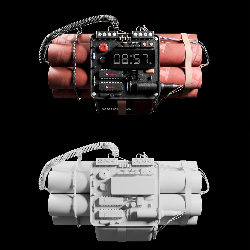 BlenderKit | Download the Realistic Time Bomb Game Asset model
