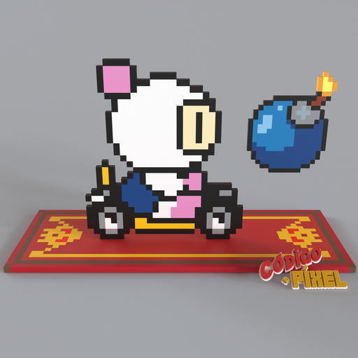 SMK035 -Super Pixel Kart Bomberman | FREE 3D Character models | BlenderKit