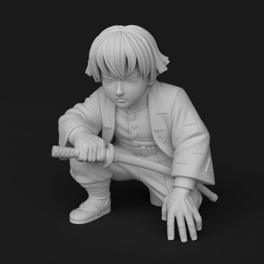 Zenitsu Agatsuma Squatting Pose | Organics printables | BlenderKit