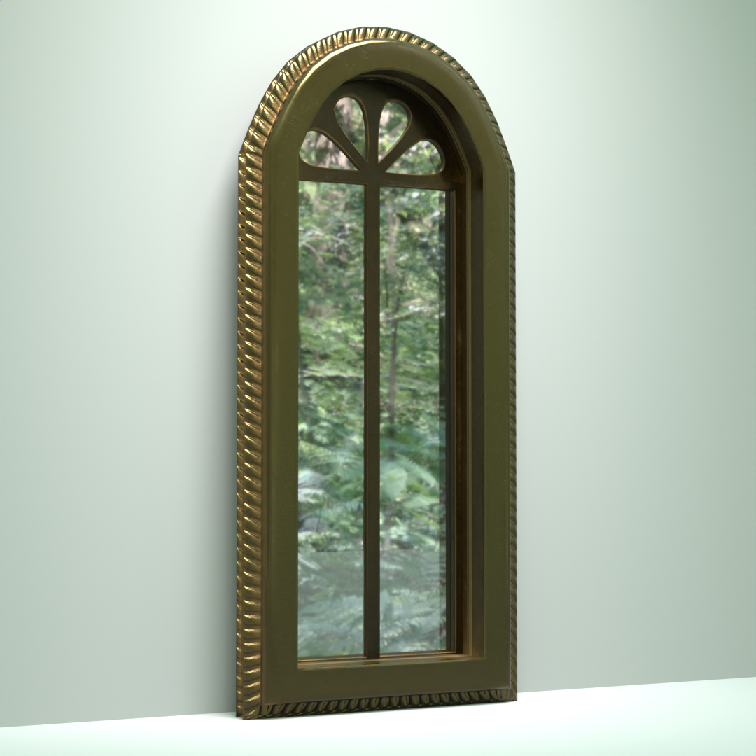 Brass Antique Window Frame | Windows models | BlenderKit