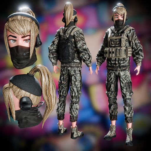 Stylized/Anime Military Girl | Military Characters models | BlenderKit