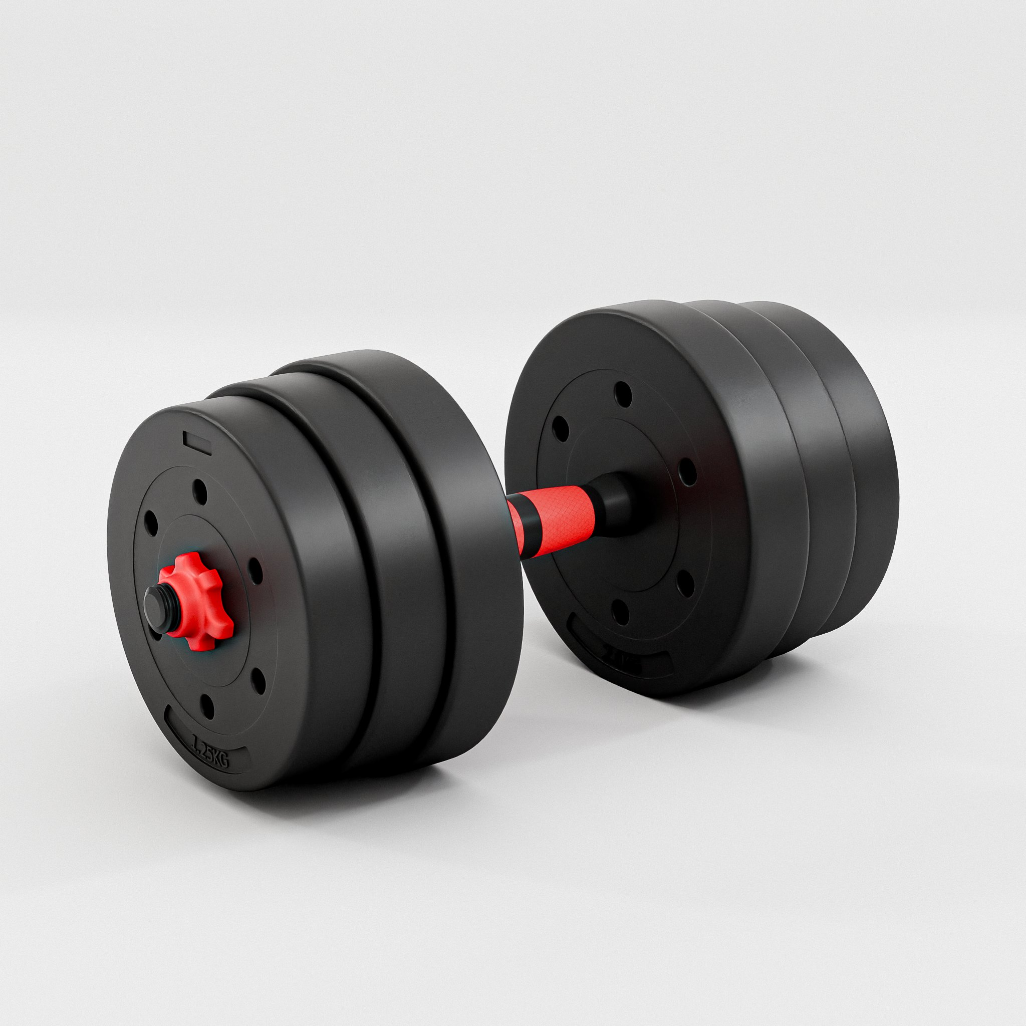 Adjustable dumbbell with a red handle | Gyms models | BlenderKit