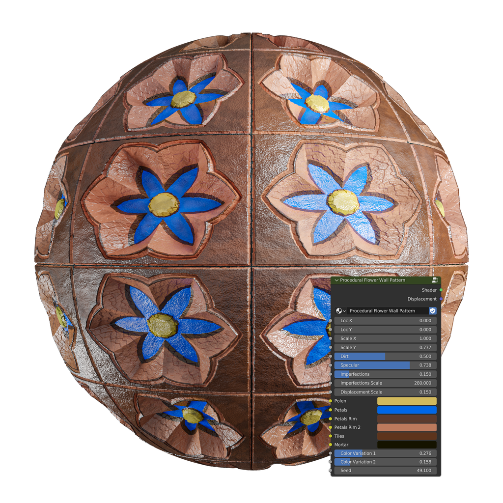 Procedural Flower Wall Pattern | FREE tiles materials | BlenderKit