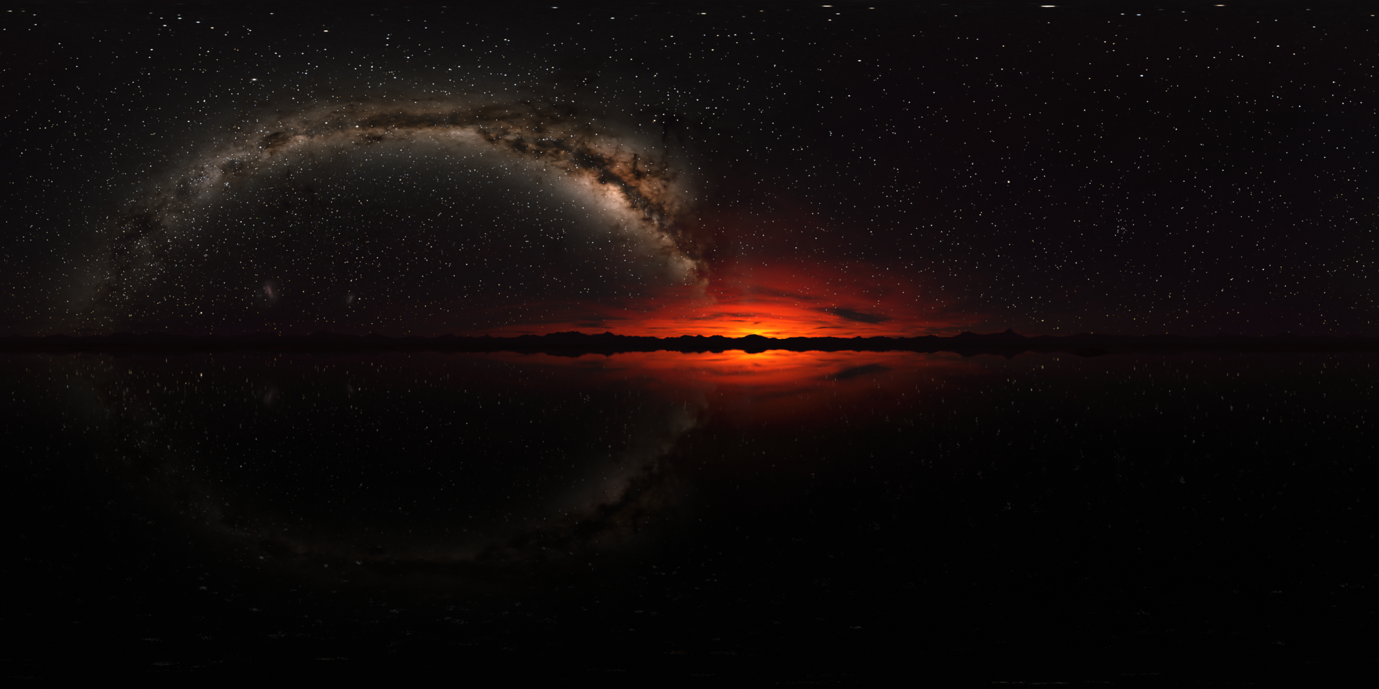 Red Twilight Night Milky Way | Nighttime Environments HDRis | BlenderKit
