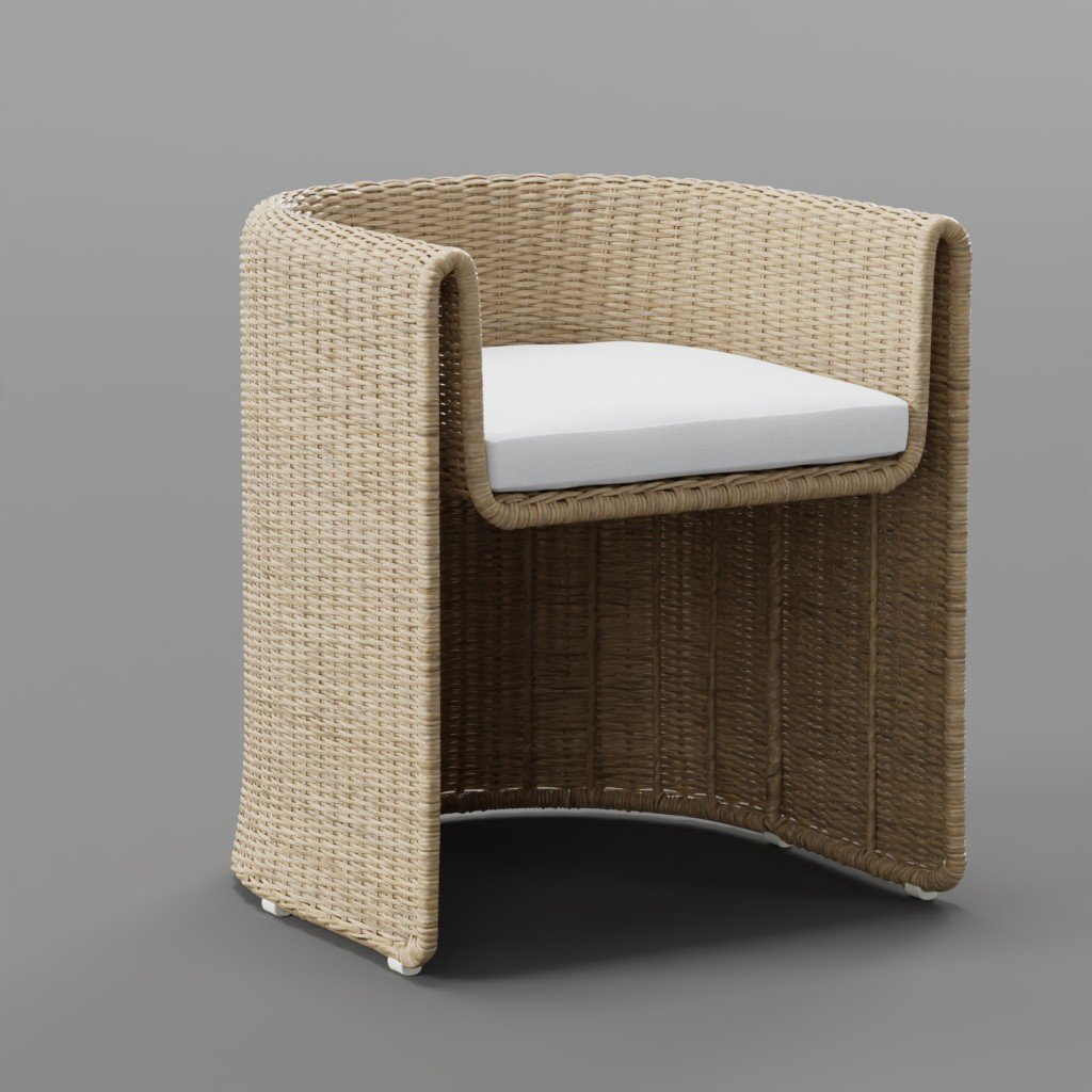 Wicker Outdoor Dining Armchair | Chairs models | BlenderKit