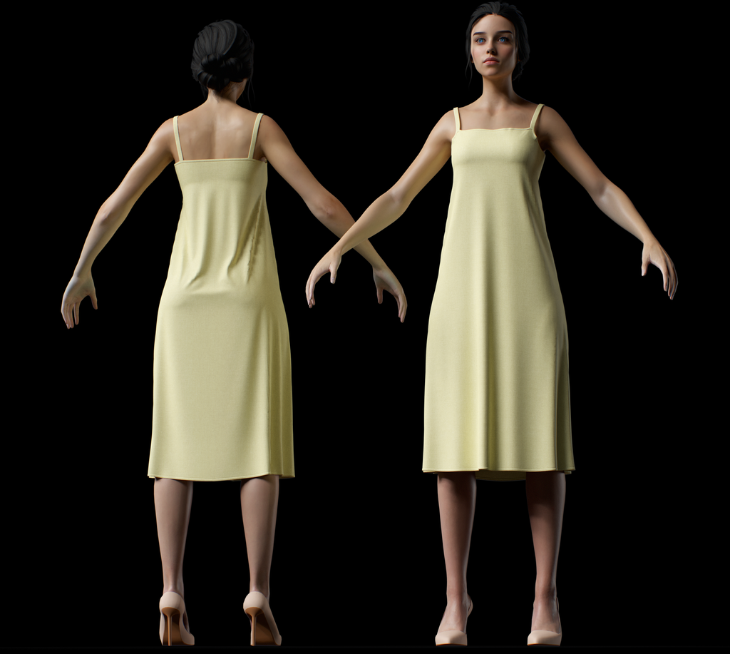 Minimalist Midi Slip Dress | Women models | BlenderKit