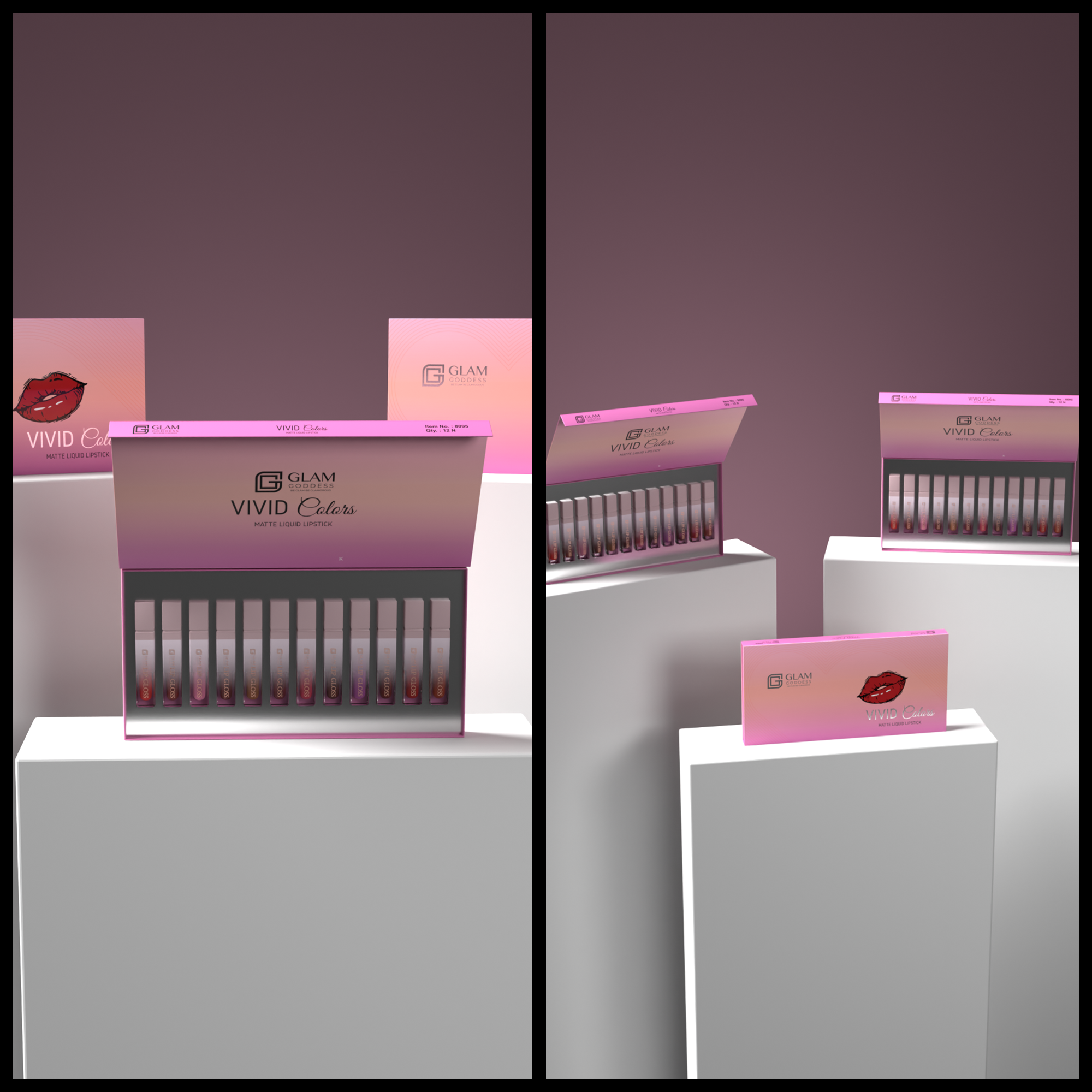 Lipstick Packaging Box Podium | Mockup Scenes | Blenderkit