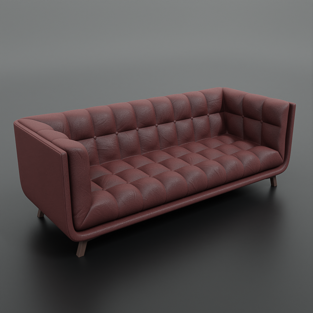 Allen Modern Tufted Leather Sofa | 3D Sofa models | BlenderKit