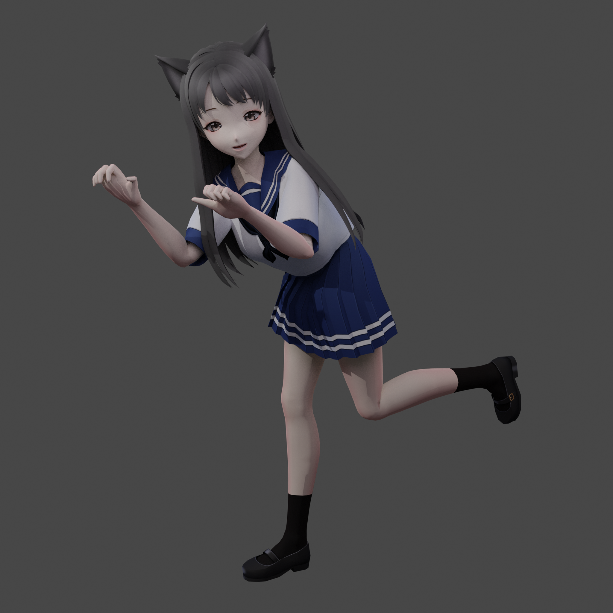 Neko School Girl | Women models | BlenderKit