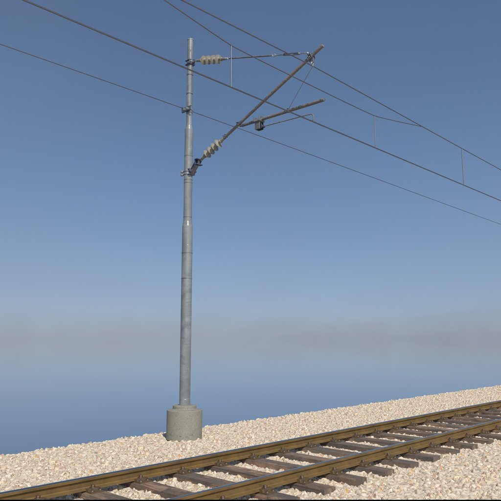 EU Catenary – Modular Set | Railed vehicles models | BlenderKit