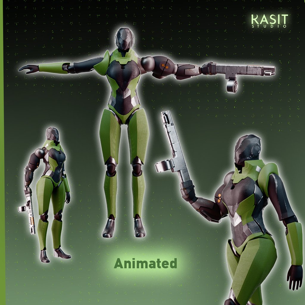 Girl EXO Armor + Arm V2 - V3 | Robots Characters models | BlenderKit
