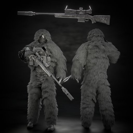 Ghillie Suit Sniper (Rigged) | Military Characters models | BlenderKit