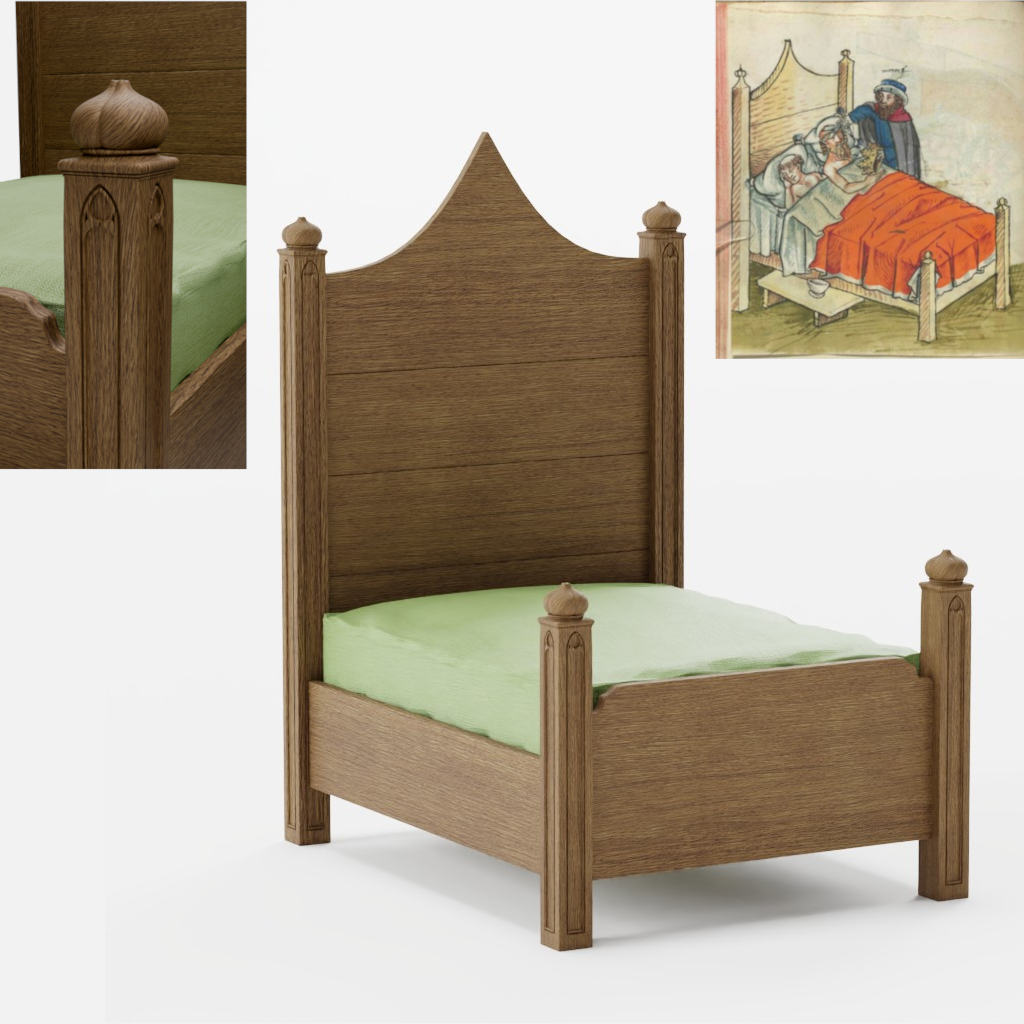 Medieval bed (late 15th century) | FREE Beds models | BlenderKit