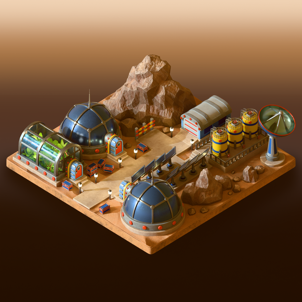 BlenderKit | Download the Stylized Martian Base scene