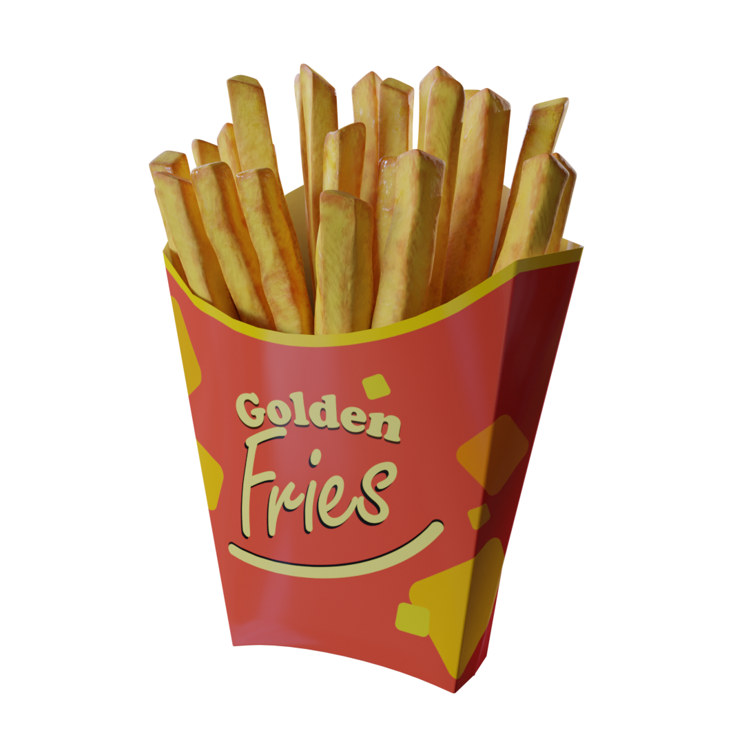 Branded french fries pouch | Food models | BlenderKit