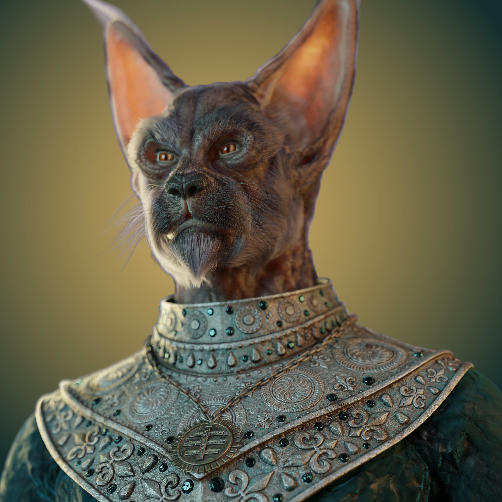 Medieval Cat Portrait. | Fantasy Hero / Heroines models | BlenderKit