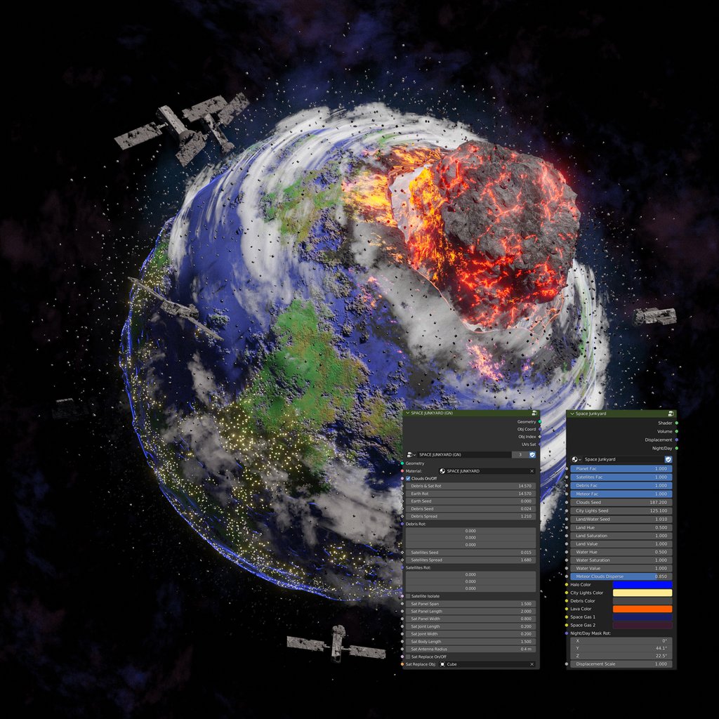 Procedural Space Junkyard | FREE Miscellaneous models | BlenderKit