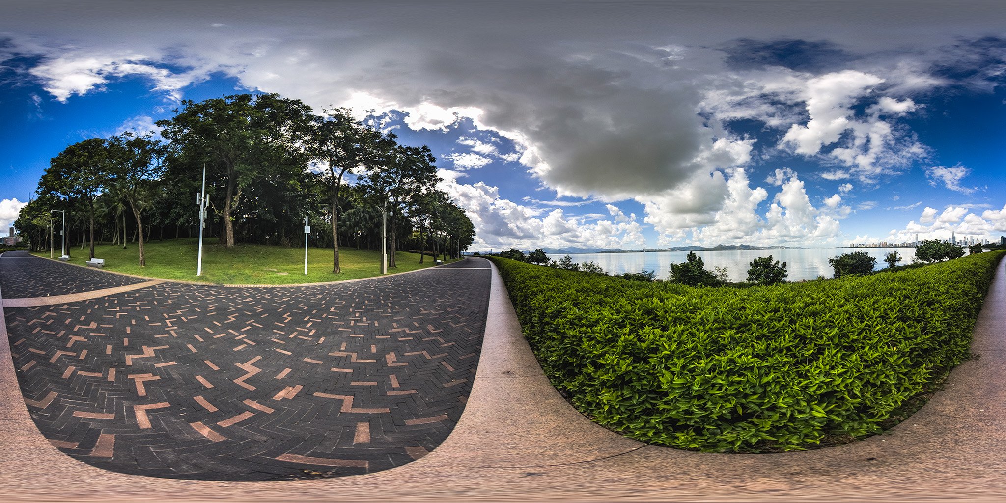 A cloudy brick-paved road | FREE Nature HDRis | BlenderKit