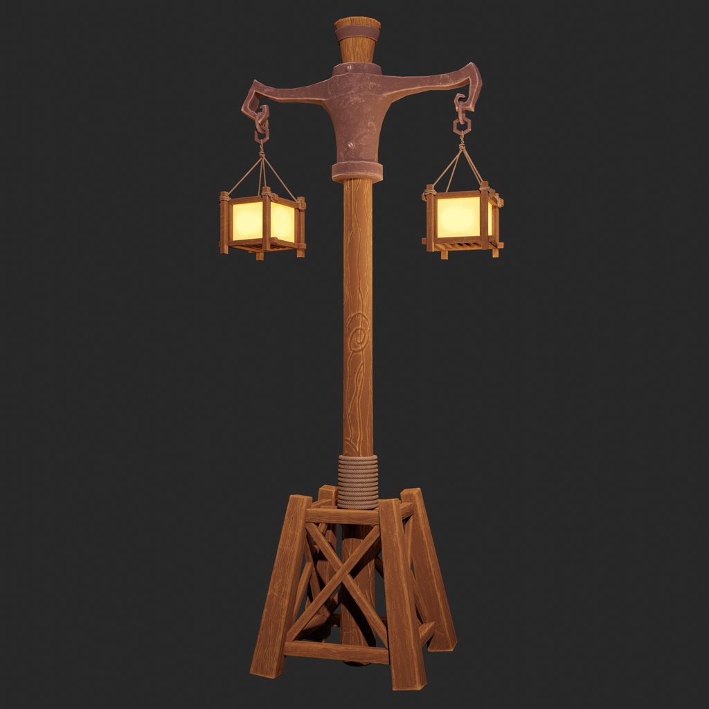Wooden street light | Outdoor Lights models | BlenderKit