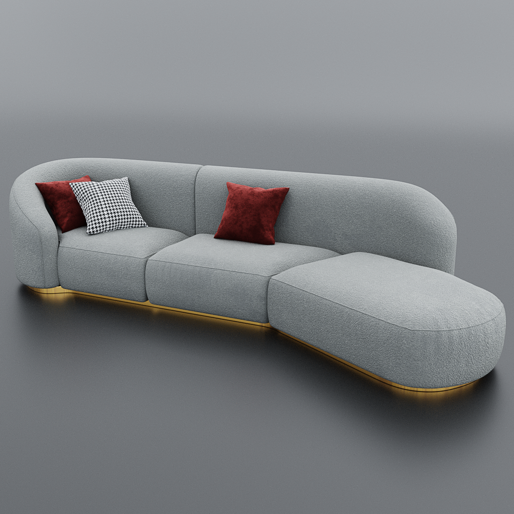 Sofa Curved White Sectional | 3D Sofa models | BlenderKit
