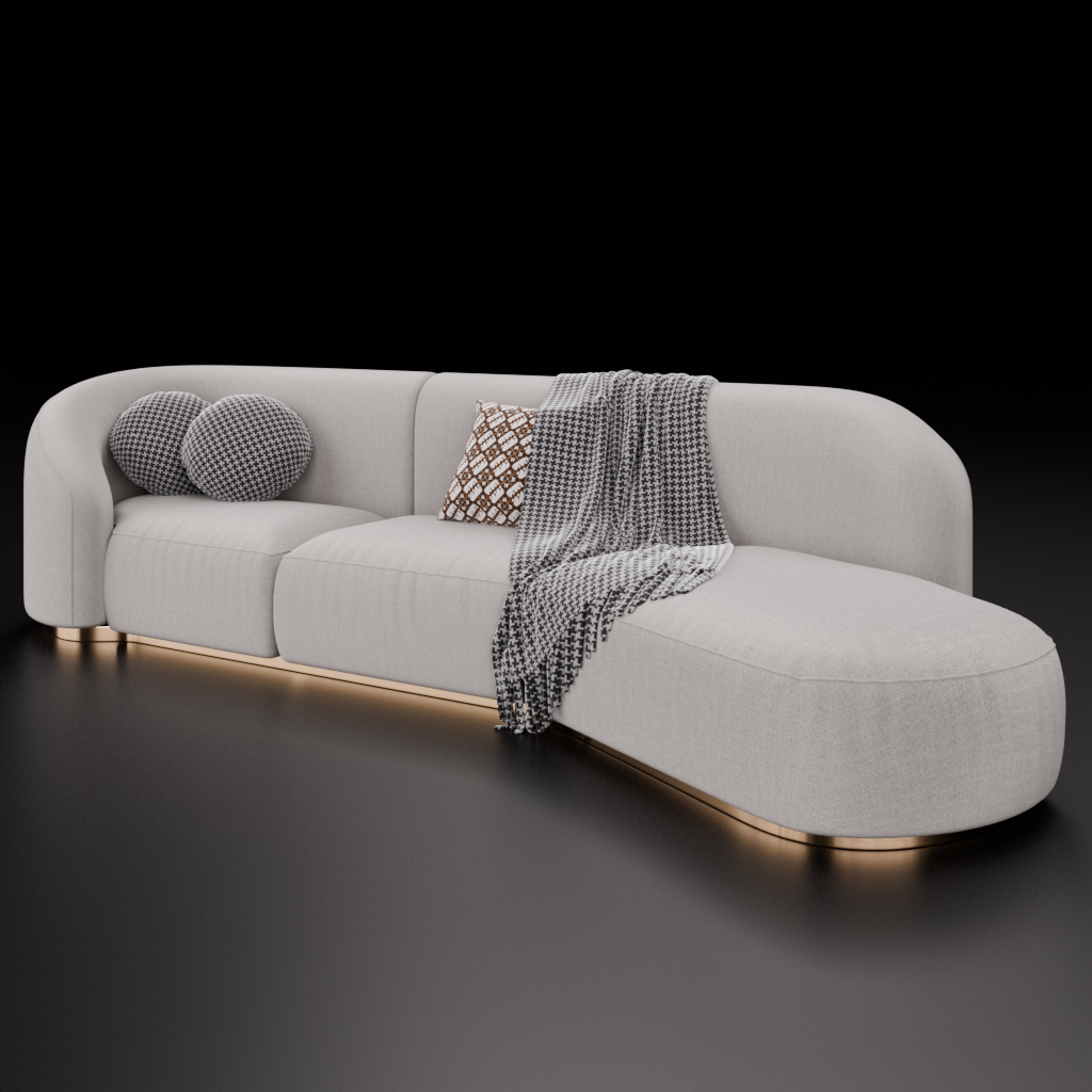 Sofa Curved White Sectional | Sofas models | BlenderKit