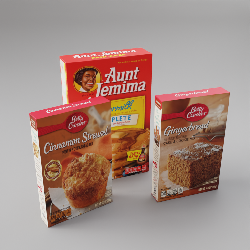 Breakfast & Baking Mix Boxes Set | Food models | BlenderKit