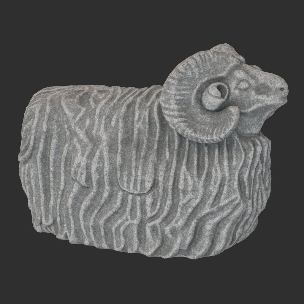 Garden ram stone statue | Interior Sculptures models | BlenderKit