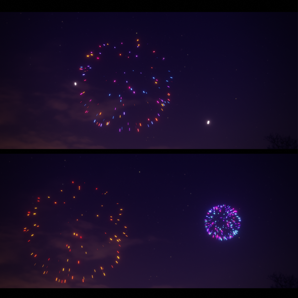 Colorful Fireworks Night Sky Scene | FREE Fantasy scenes | BlenderKit