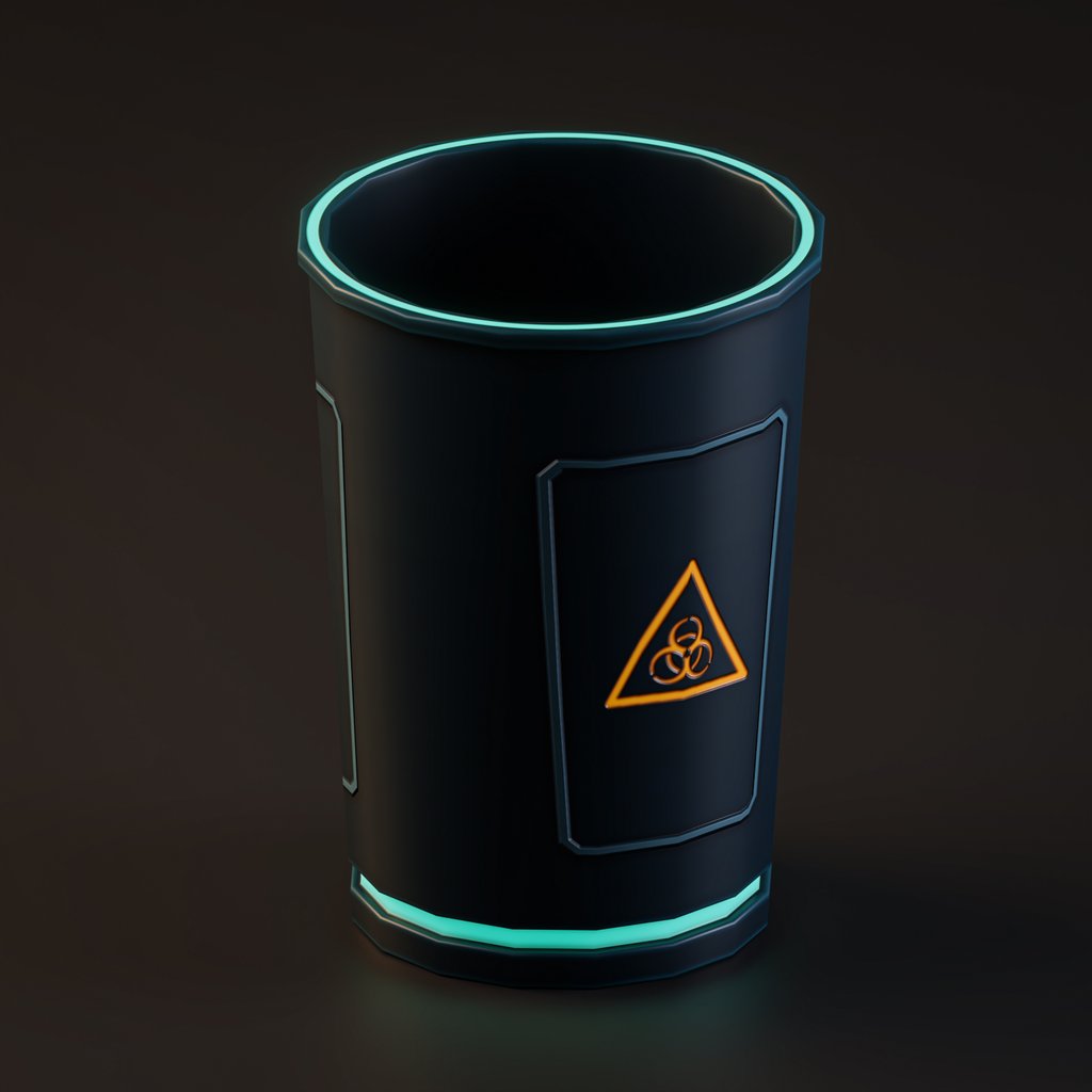 Stylized biohazard waste bin | Urban Environment models | BlenderKit