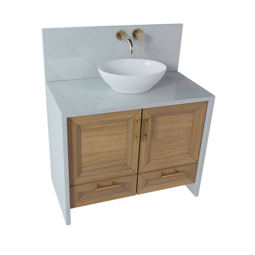 Wooden basin with brushed metal tap | FREE Wash Basins models | BlenderKit