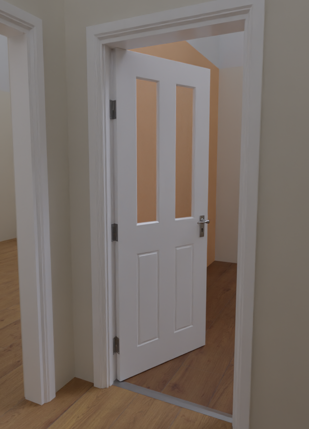 Standard UK Internal Door - Glazed | FREE Doors models | BlenderKit