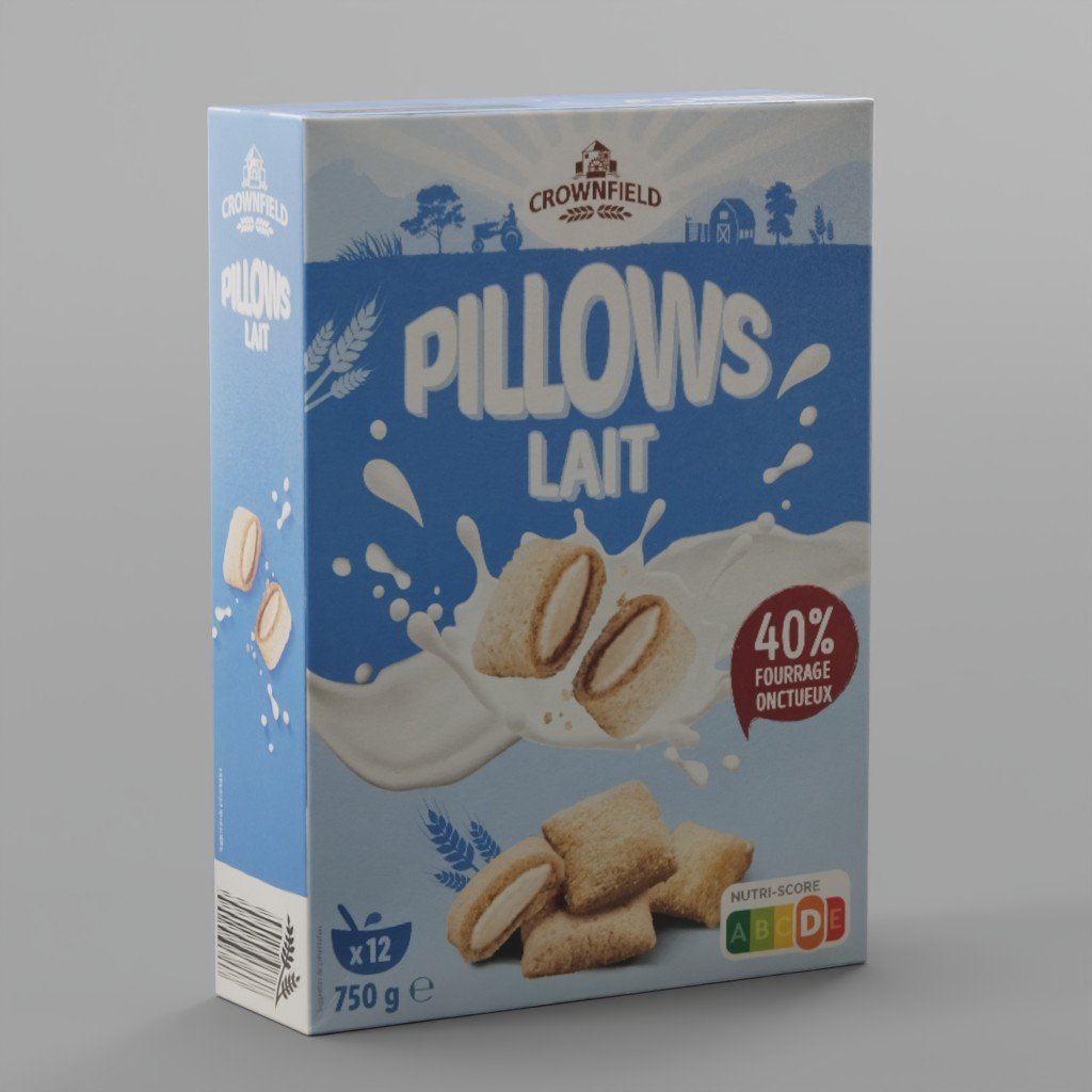 Pillows Lait cardboard | Sweets / Desserts models | BlenderKit