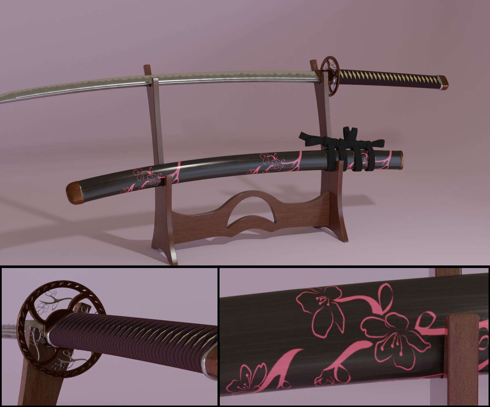 Katana with stand | FREE Historical Weapons models | BlenderKit