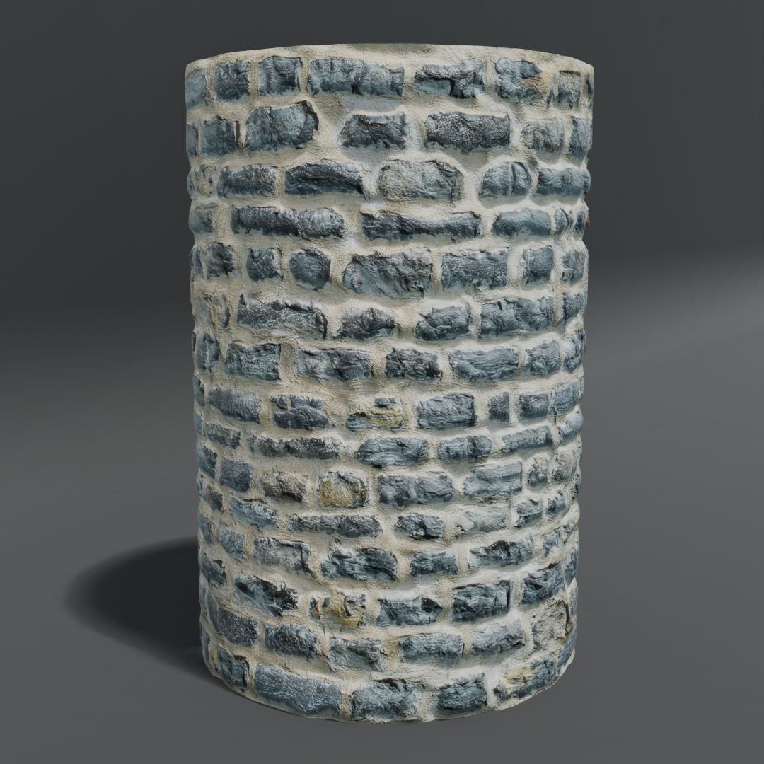 Stone Cylinder Post Pillar Dark | Historic Buildings models | BlenderKit