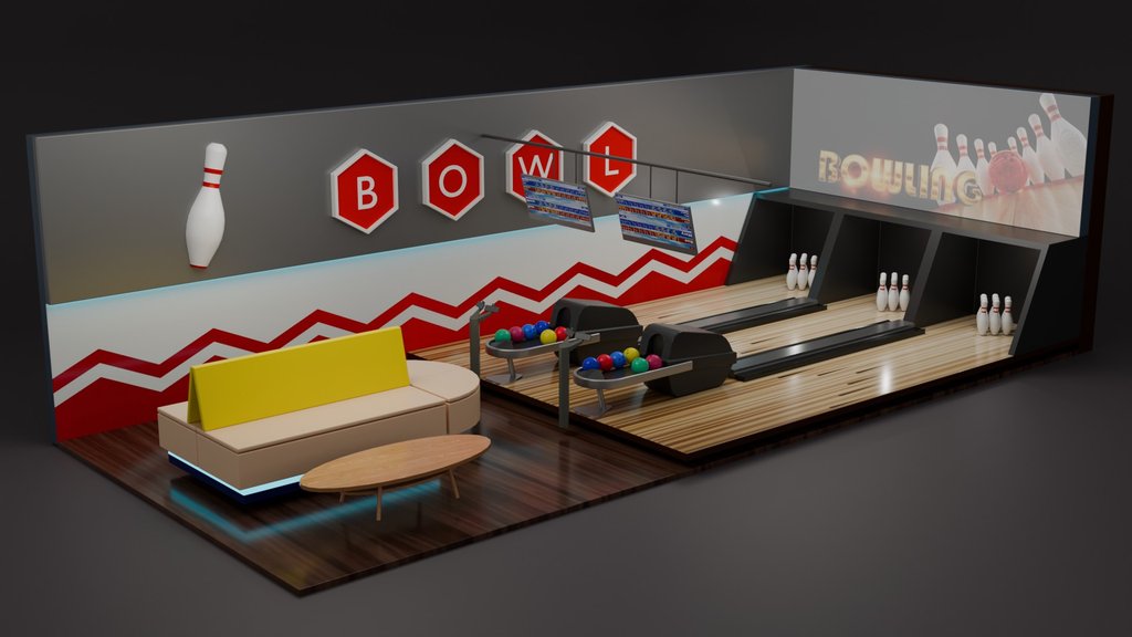 Bowling alley scene | Interior scenes | BlenderKit