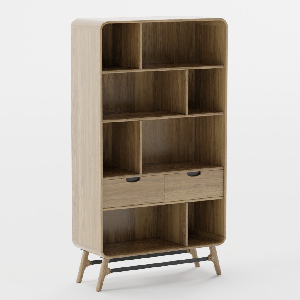 Oak booklshelf | FREE Bookcases models | BlenderKit