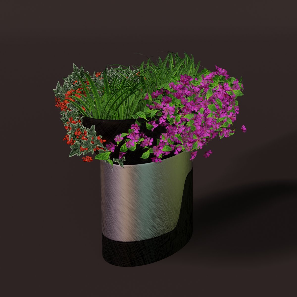 Mixed plantation & brushed metal planter | 3D Outdoor models | BlenderKit
