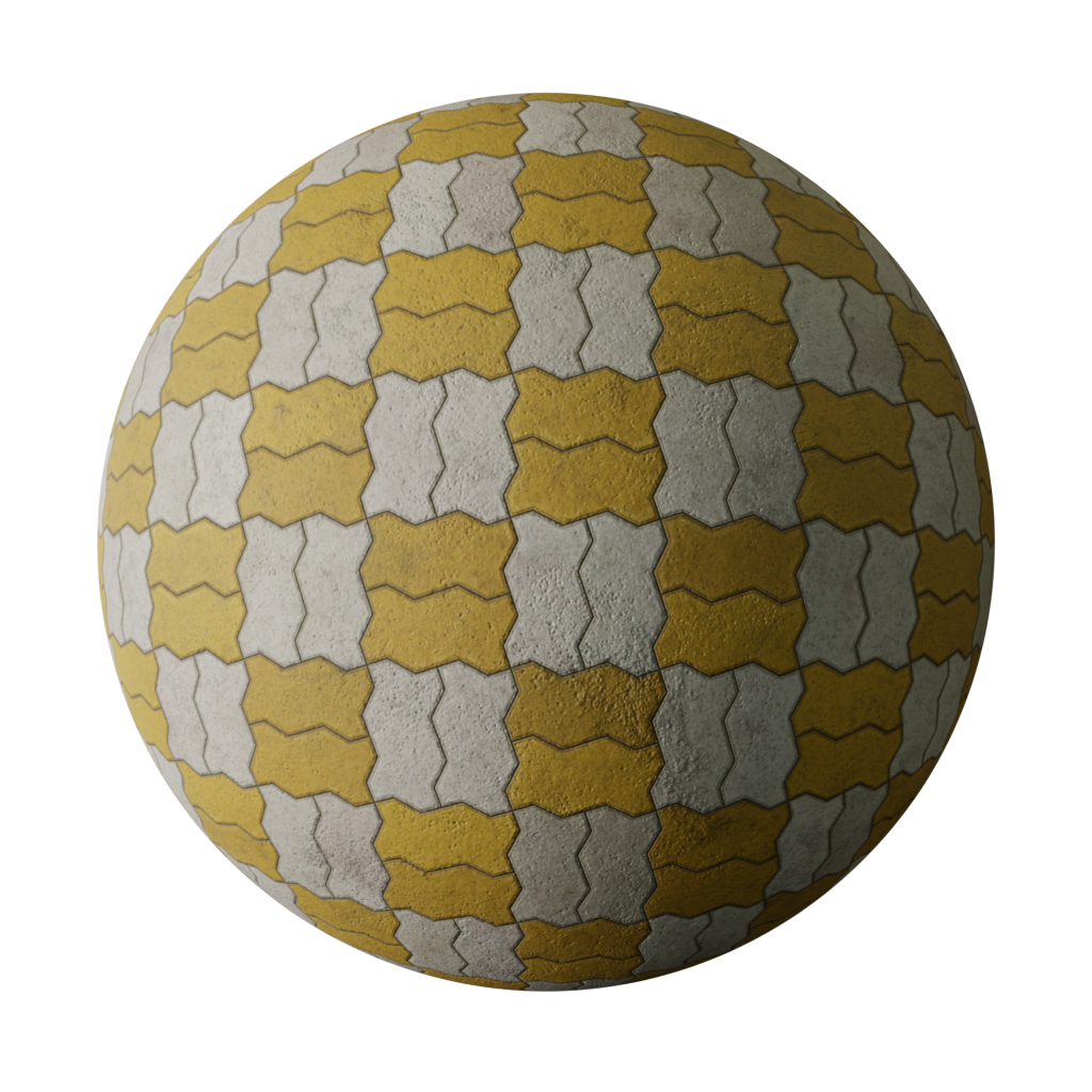 Zigzag Unipaver Blocks yellow | FREE bricks materials | BlenderKit