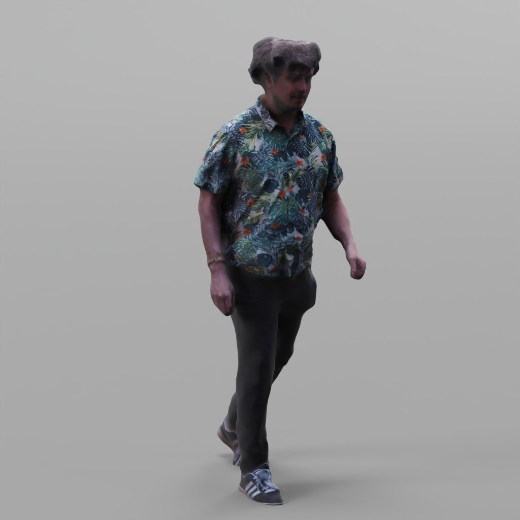 Axel Blue Hawaii Shirt Walking 1 | FREE Men models | Blendkit