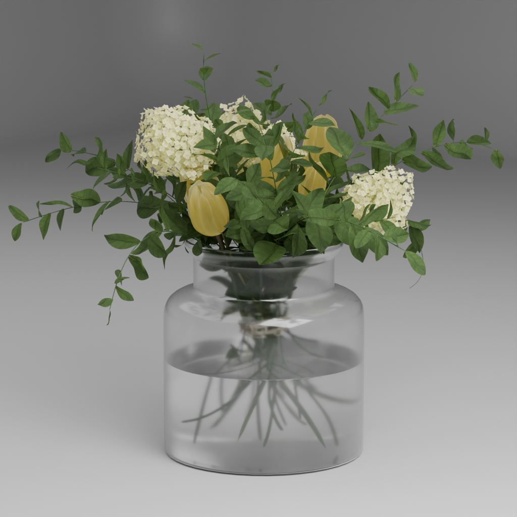 Yellow Tulip Hydrangea Vase | FREE Vases models | BlenderKit