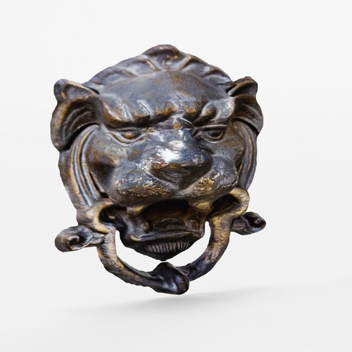 Lion Face Door Metal | Molding / Carving models | BlenderKit