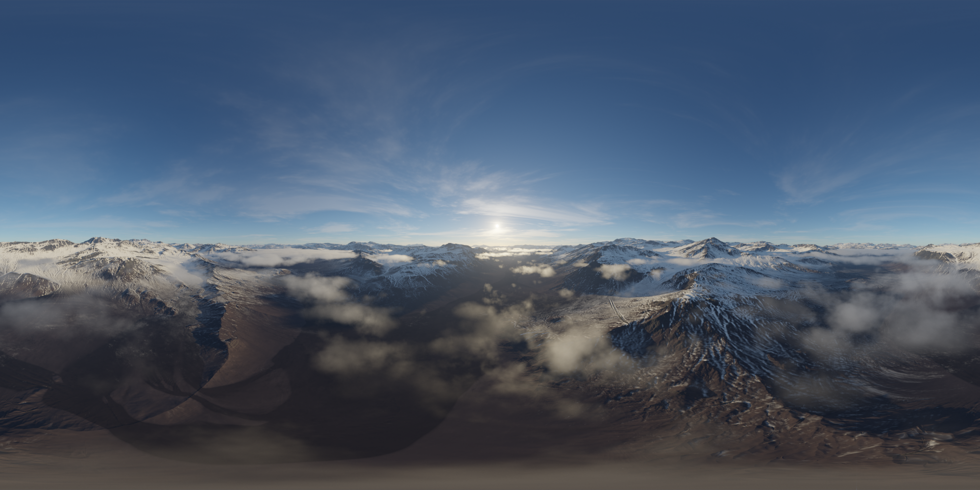 Aerial Mountain Landscape Clouds Day | Landscapes HDRis | BlenderKit