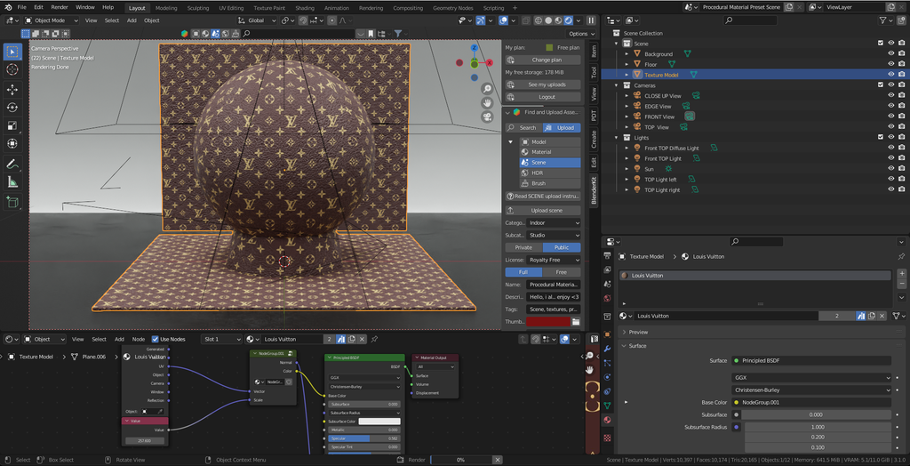 Procedural Material Preset Scene | FREE Studio scenes | BlenderKit
