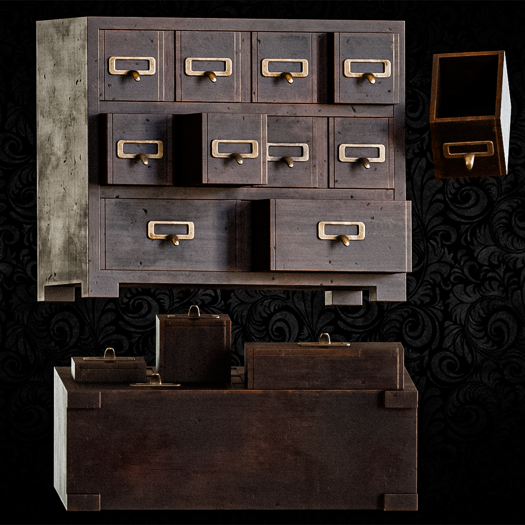 Vintage Card Catalog Cabinet | Interior Decorations models | BlenderKit