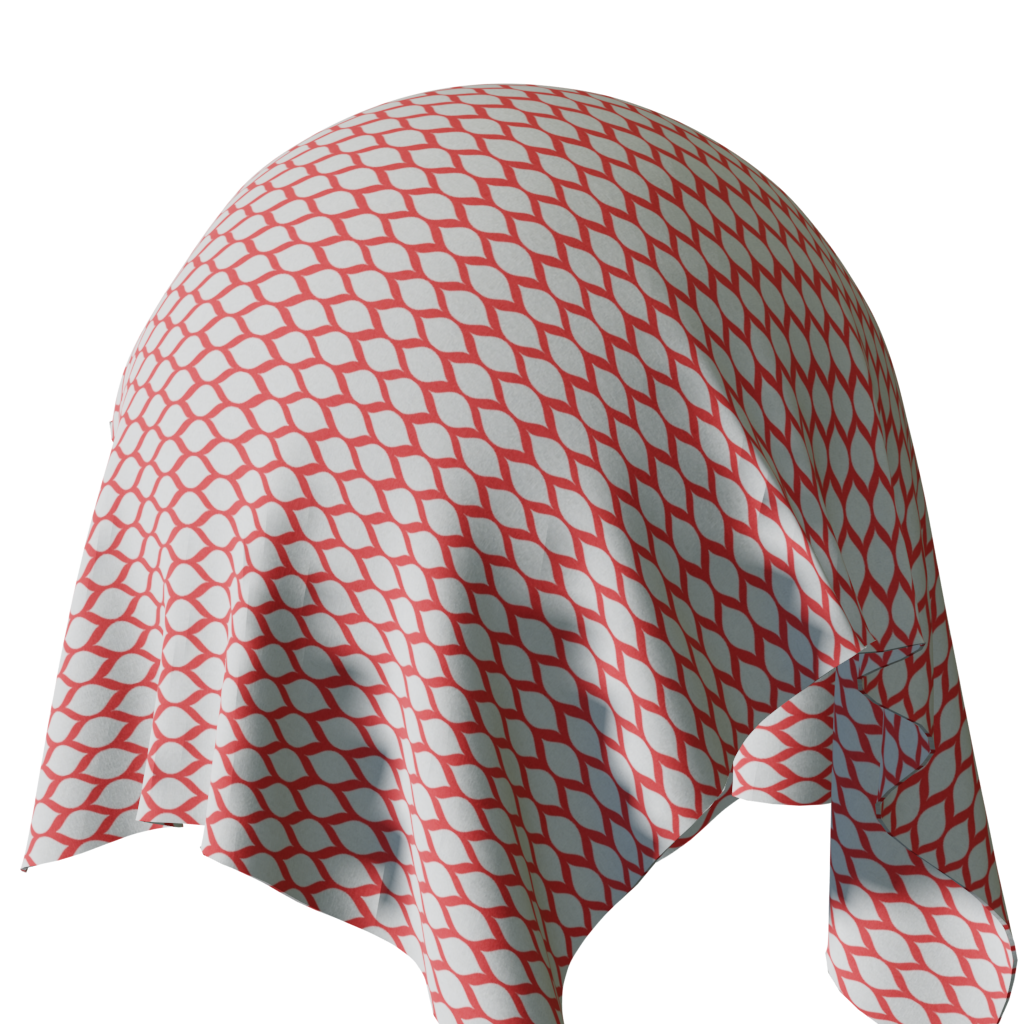 Red and white fabric random design | FREE fabric materials | BlenderKit