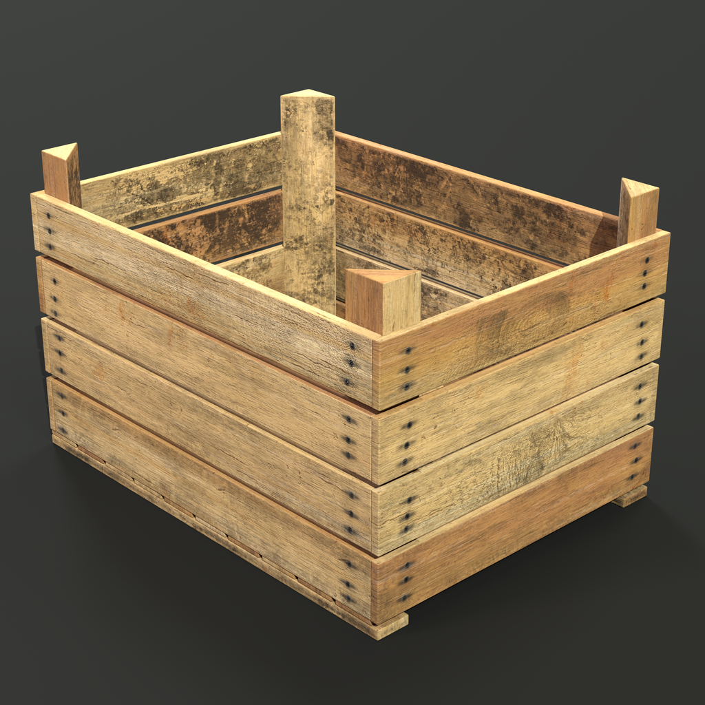 Wooden fruit box 2 | Containers models | BlenderKit