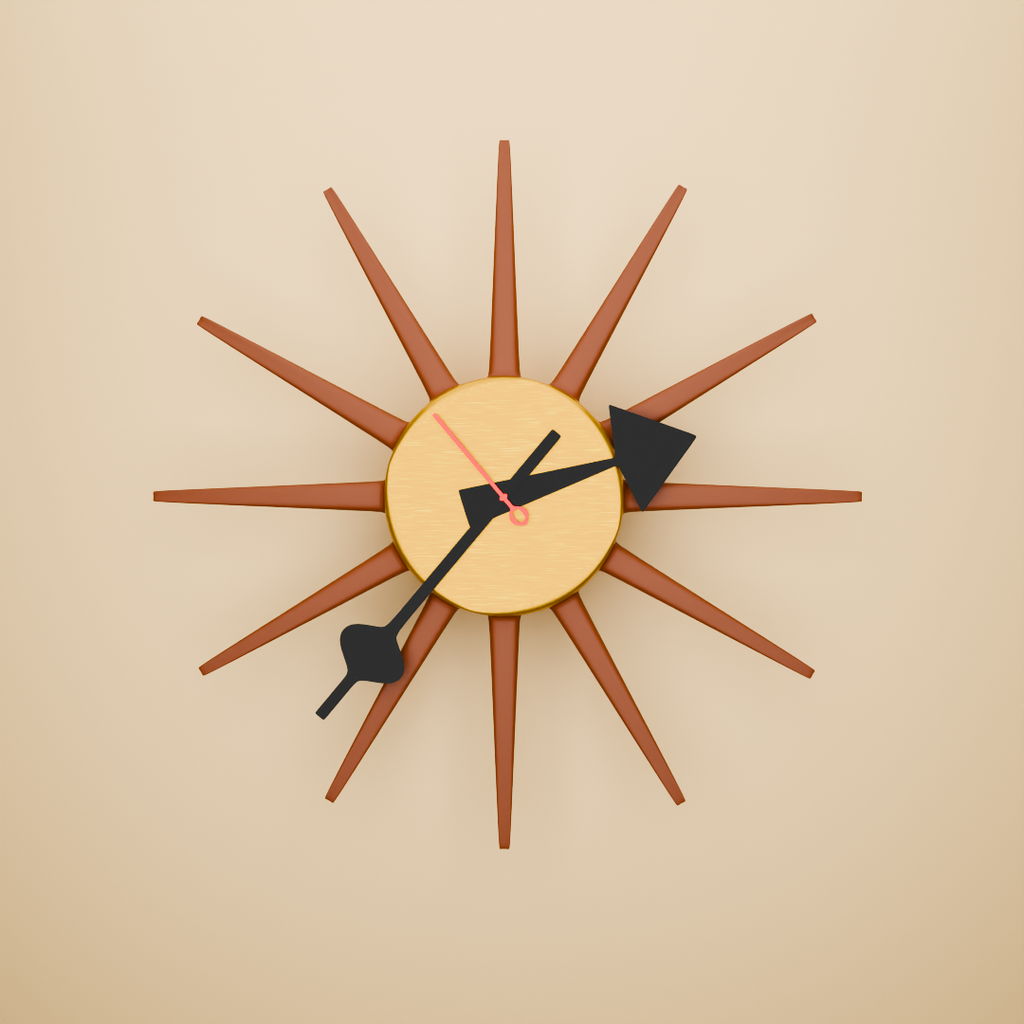 Nelson Sunburst Clock – Retro Design | Clocks models | BlenderKit