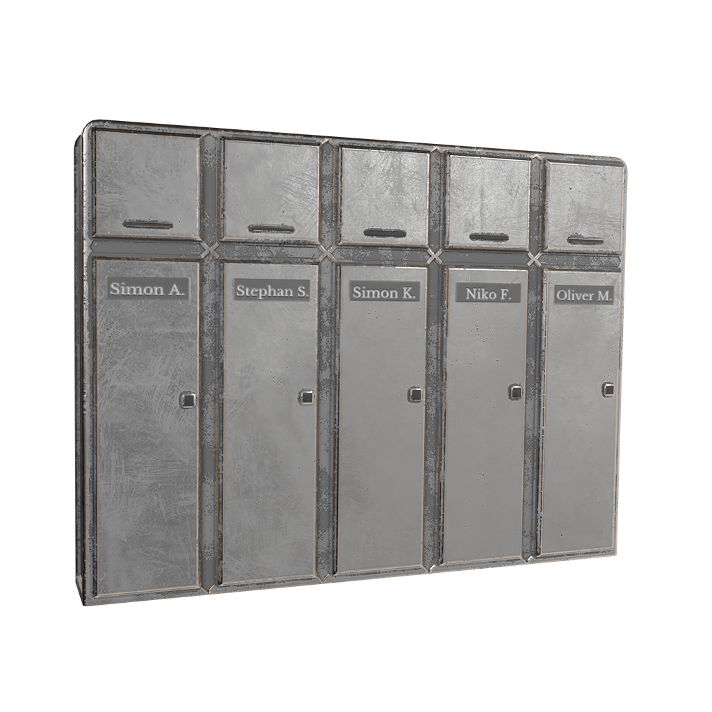 Futuristic Metal Lockers with Names | FREE Containers models | BlenderKit
