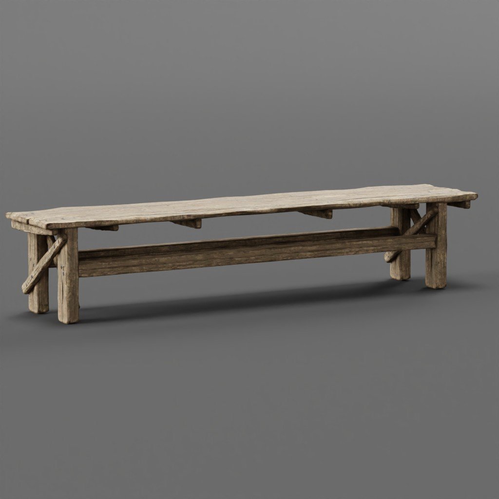 Medieval market bench | Tables models | BlenderKit